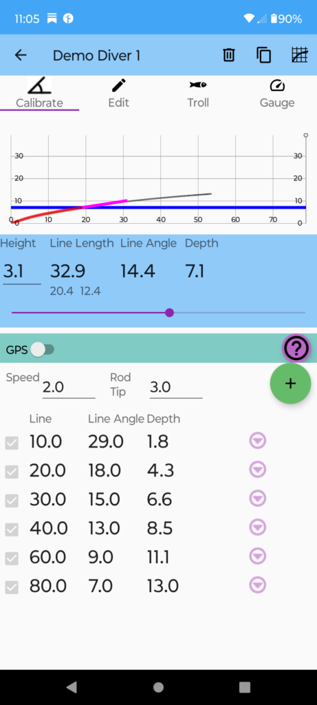 Saving a Trolling Depth Curve – Trolling Angles